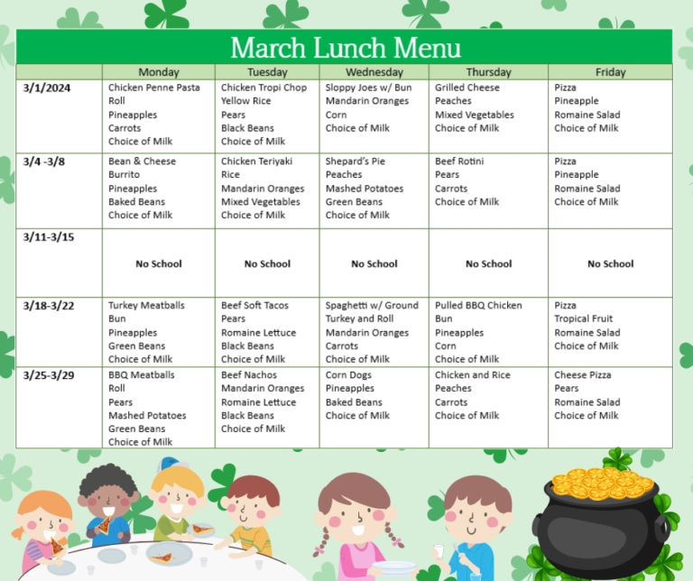 Lunch Menu - Christian Preparatory Schools