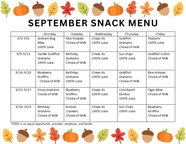 Lunch Menu - Christian Preparatory Schools